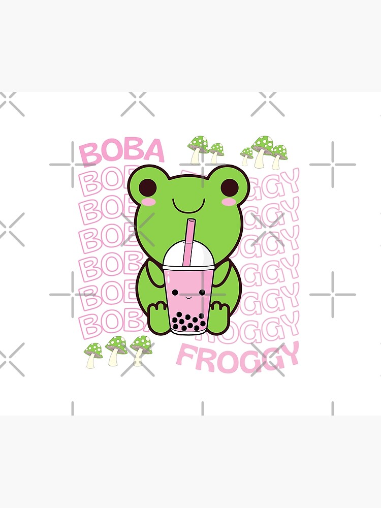 "Cute Cartoon Kawaii Frog drinking Boba Tea | adorable Boba animals ...