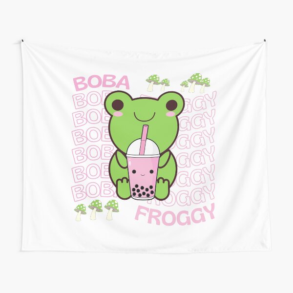 "Cute Cartoon Kawaii Frog drinking Boba Tea | adorable Boba animals ...