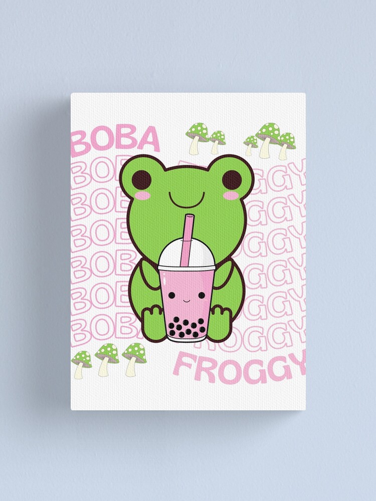 "Cute Cartoon Kawaii Frog drinking Boba Tea | adorable Boba animals ...
