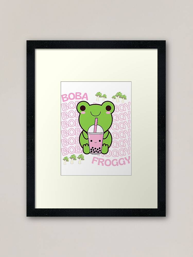 "Cute Cartoon Kawaii Frog drinking Boba Tea | adorable Boba animals ...