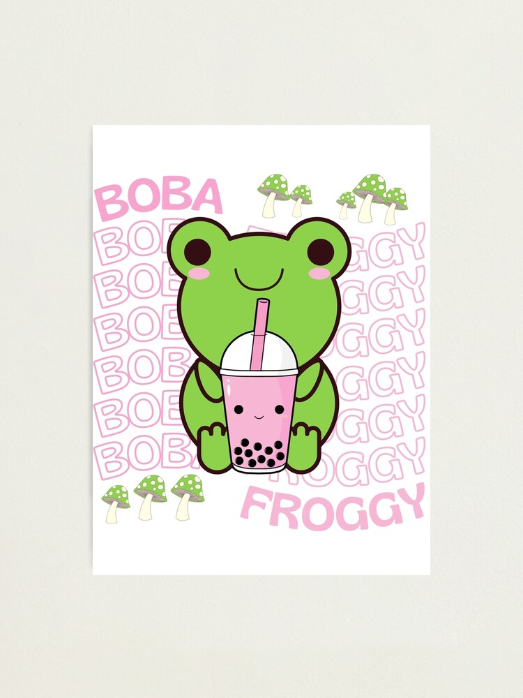 "Cute Cartoon Kawaii Frog drinking Boba Tea | adorable Boba animals ...