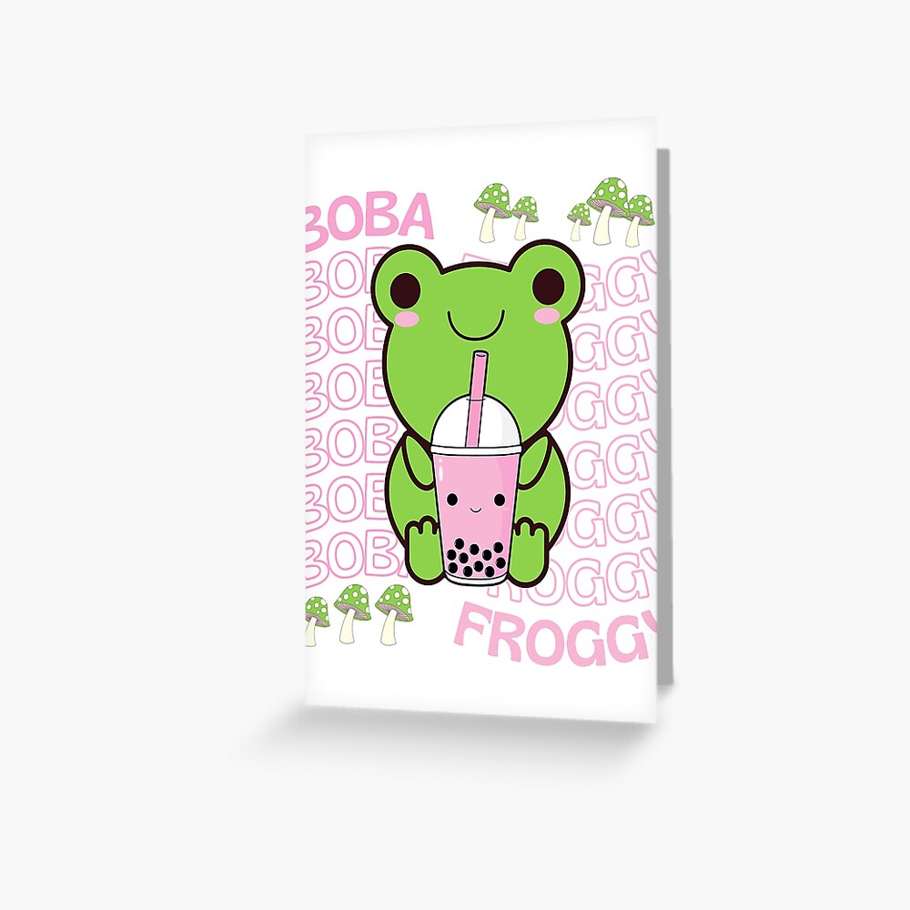 "Cute Cartoon Kawaii Frog drinking Boba Tea | adorable Boba animals | Kawaii aesthetic | Kawaii ...