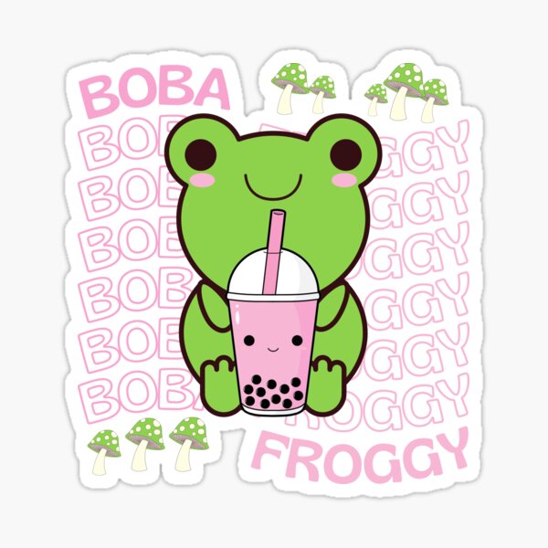 "Cute Cartoon Kawaii Frog drinking Boba Tea | adorable Boba animals ...