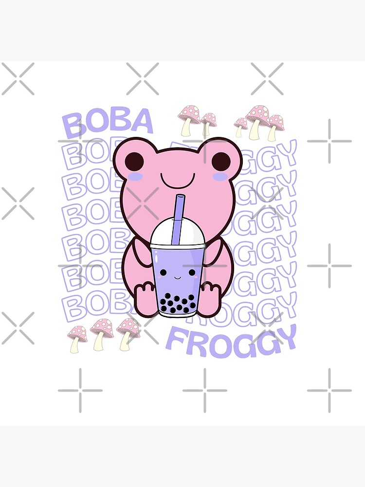 "Cute Cartoon Kawaii Frog drinking Boba Tea | adorable Boba animals ...