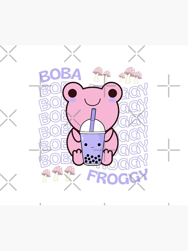 "Cute Cartoon Kawaii Frog drinking Boba Tea | adorable Boba animals ...