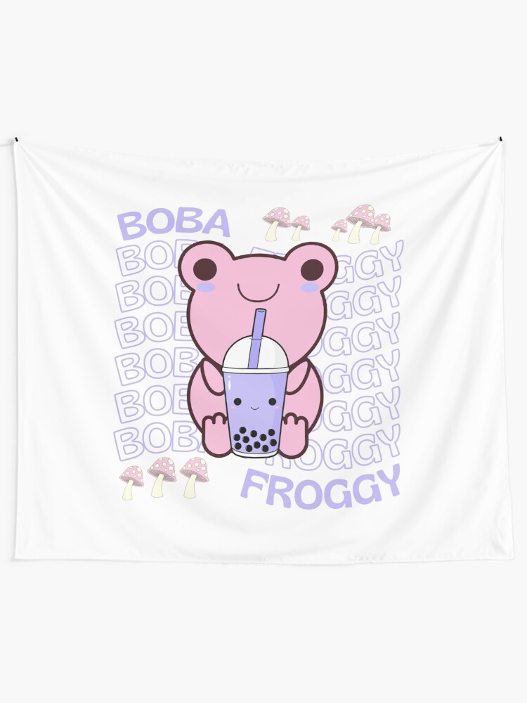 "Cute Cartoon Kawaii Frog drinking Boba Tea | adorable Boba animals ...
