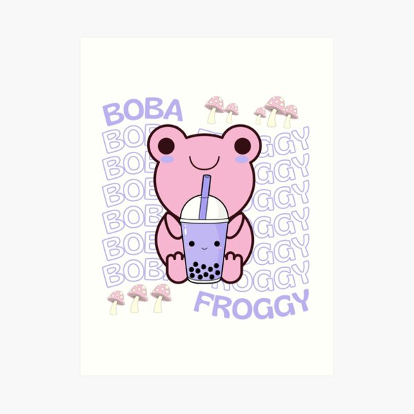 "Cute Cartoon Kawaii Frog drinking Boba Tea | adorable Boba animals ...