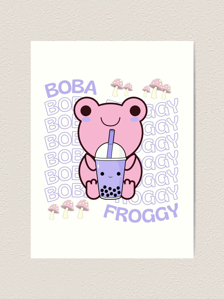 "Cute Cartoon Kawaii Frog drinking Boba Tea | adorable Boba animals ...