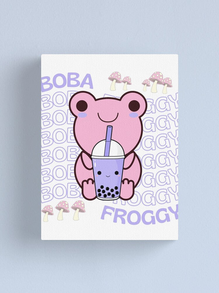 "Cute Cartoon Kawaii Frog drinking Boba Tea | adorable Boba animals ...