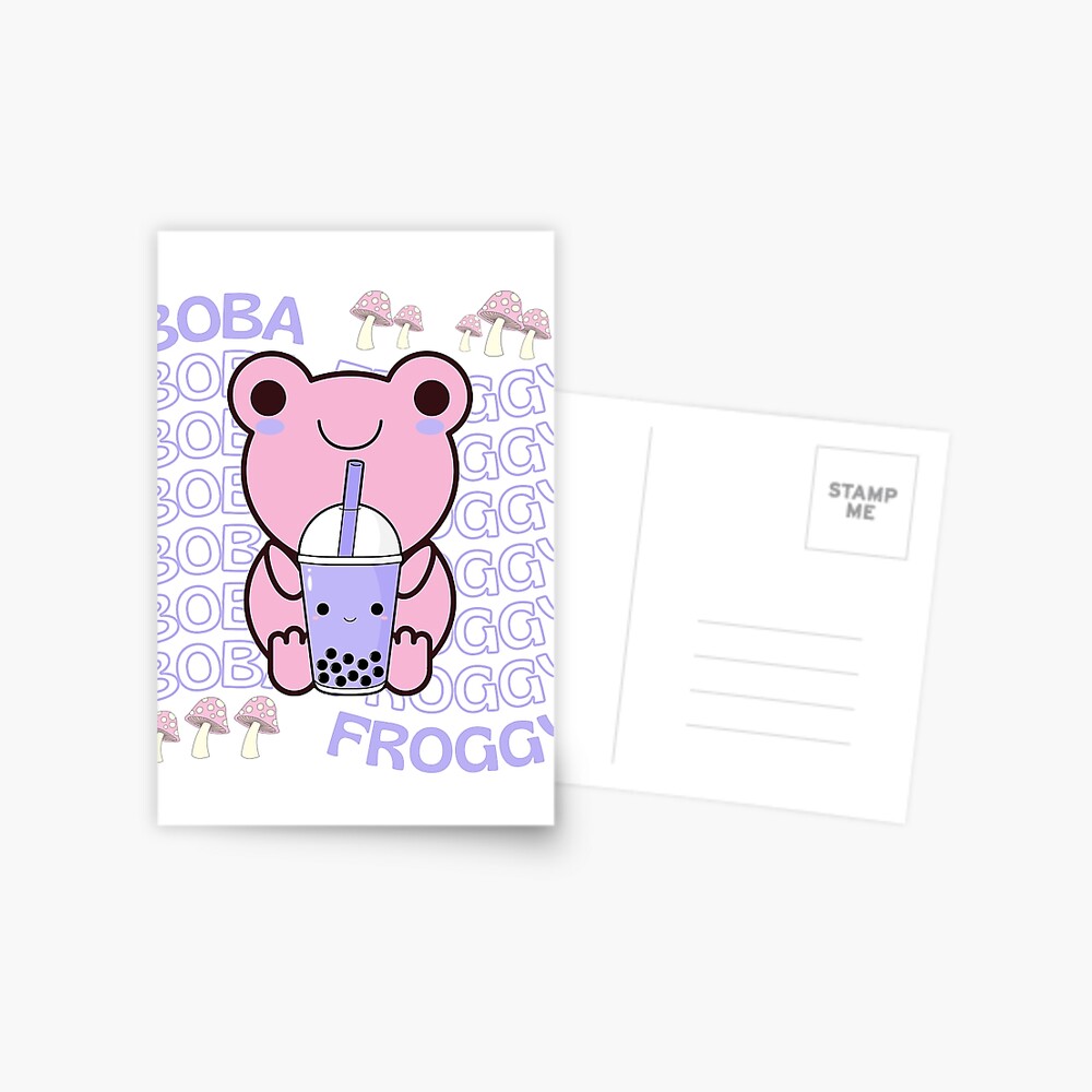 "Cute Cartoon Kawaii Frog drinking Boba Tea | adorable Boba animals ...