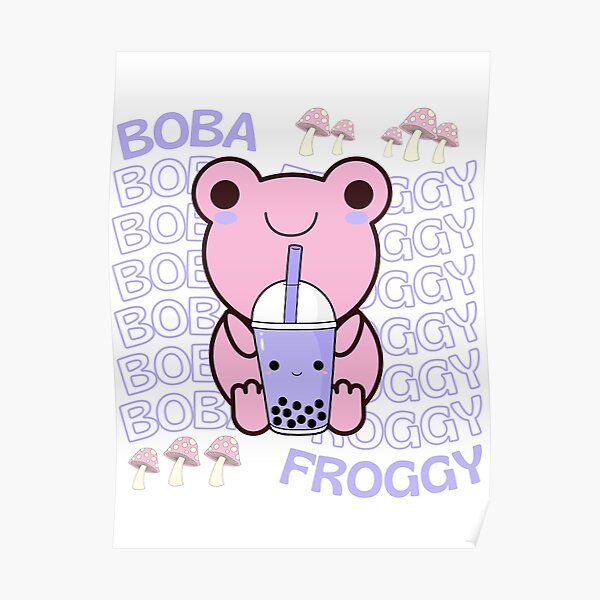 "Cute Cartoon Kawaii Frog drinking Boba Tea | adorable Boba animals ...
