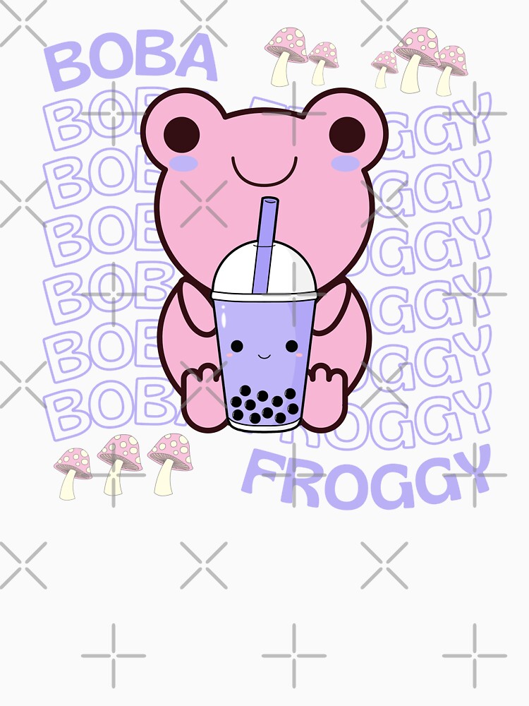 "Cute Cartoon Kawaii Frog drinking Boba Tea | adorable Boba animals ...