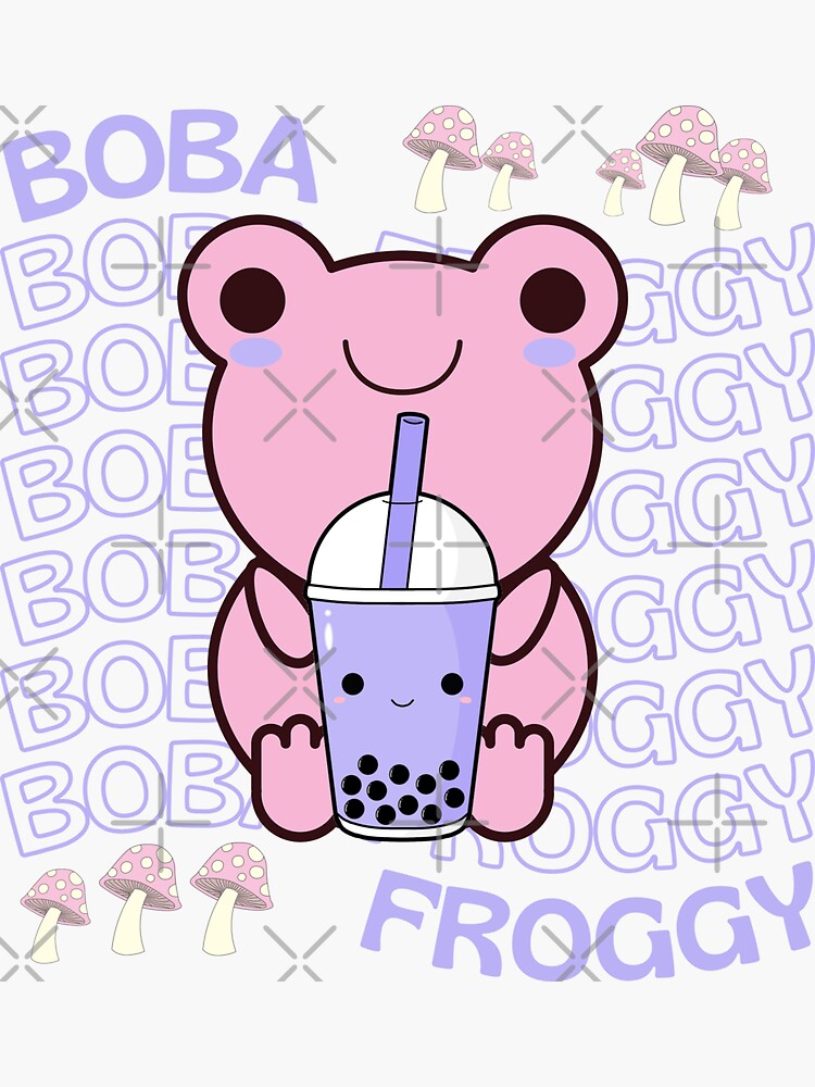 "Cute Cartoon Kawaii Frog drinking Boba Tea | adorable Boba animals | Kawaii aesthetic | Kawaii ...