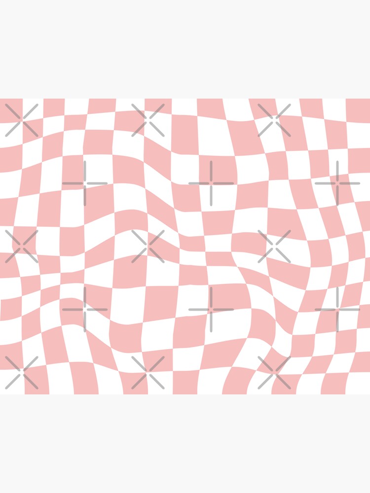 "Pink Retro Wavy Checkered Pattern" Sticker for Sale by venella | Redbubble
