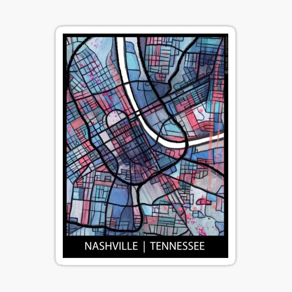 "Nashville, TN" Sticker for Sale by abstractmaps | Redbubble