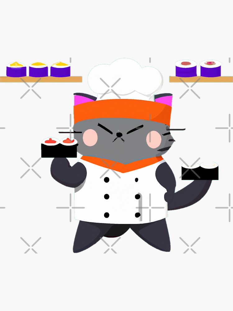 "Sushi Chef Kitty" Sticker for Sale by SentientDesign | Redbubble