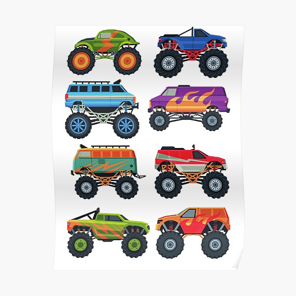 "monster trucks" Poster for Sale by beeplan | Redbubble