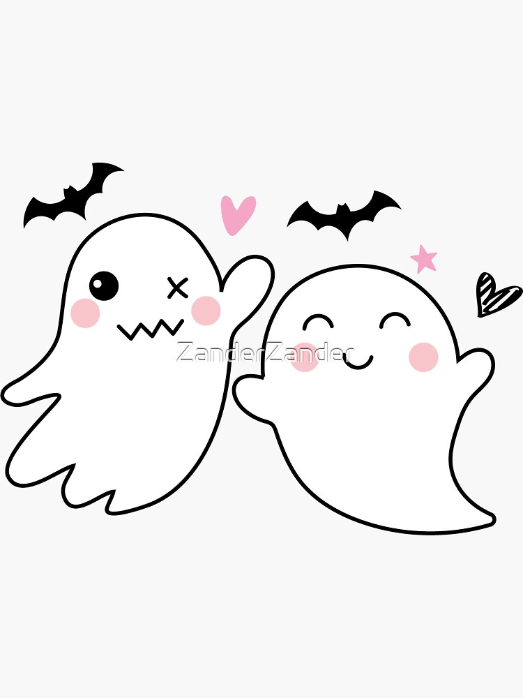 "Two cute halloween ghosts" Sticker for Sale by ZanderZander | Redbubble