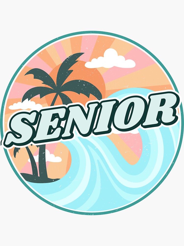 "Senior, back to school summer beach retro color" Sticker for Sale by ...