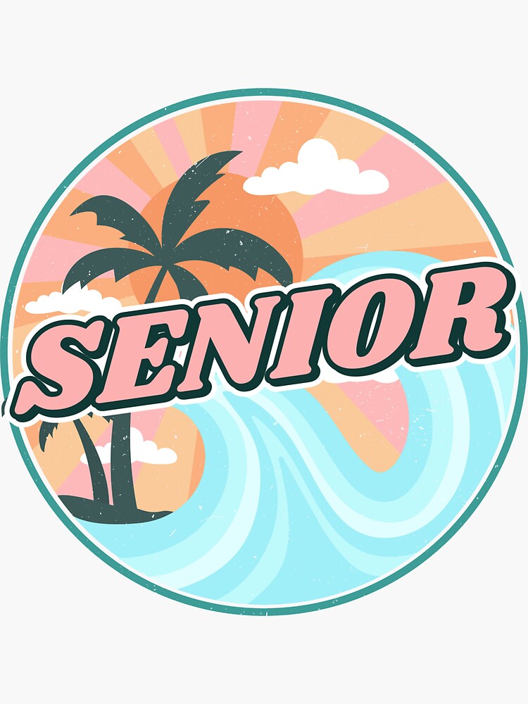 " Senior, back to school summer beach retro color" Sticker for Sale by ...