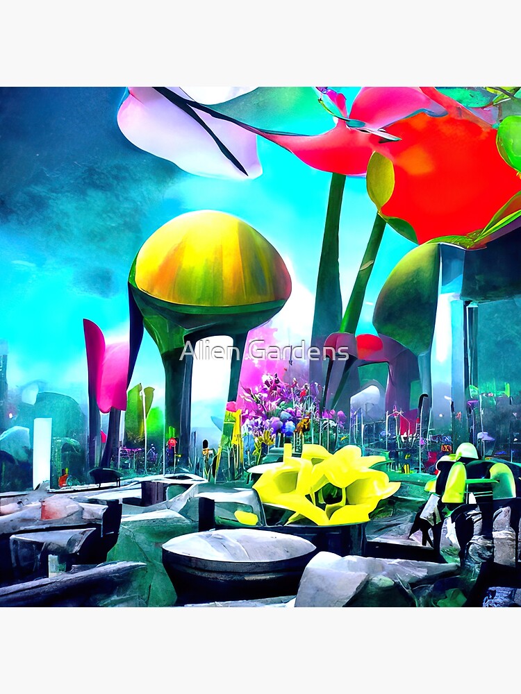 "Alien Garden Flowers - Futuristic garden at night #5" Poster for Sale ...