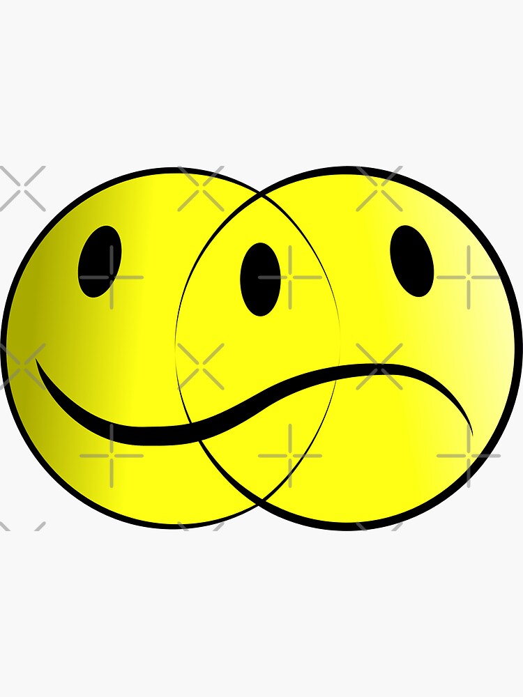 "Happy and Sad face emoticon Venn diagram " Sticker for Sale by ...