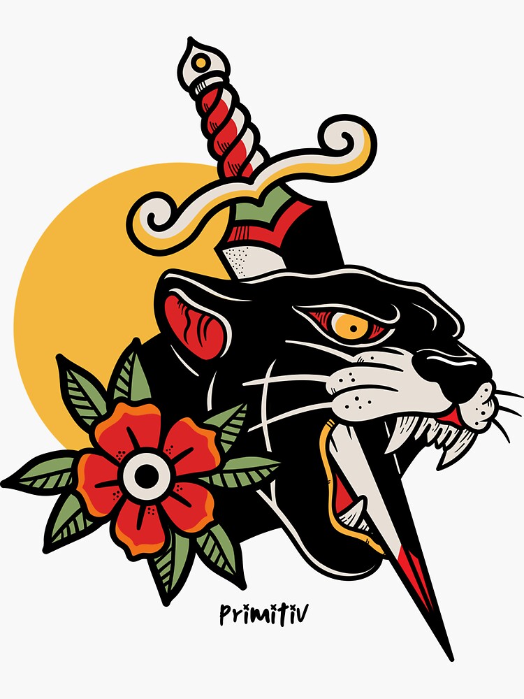 "Panther & Dagger" Sticker for Sale by PrimitivArt | Redbubble