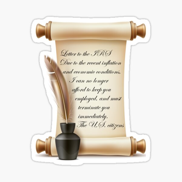 "Letter to the IRS" Sticker for Sale by inappropriate-t | Redbubble