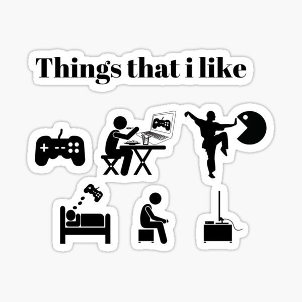 "Things that i like - text based & icons design - Black text" Sticker ...