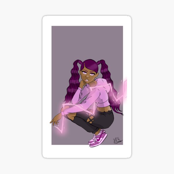"Purple Lightning Anime Girl" Sticker for Sale by Jazzys-Art-Gems ...