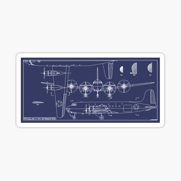 "Douglas C-54 Skymaster American WW2 Transport Plane Blueprint Diagram ...