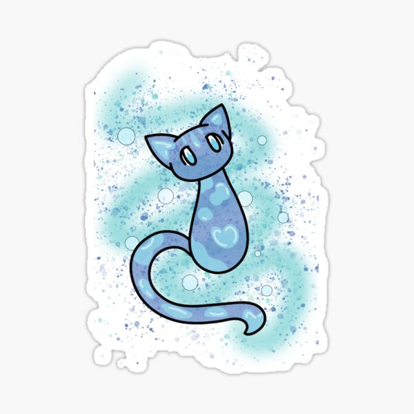 "Fantasy Water Elemental Cat" Sticker for Sale by CheesyPetDesign ...