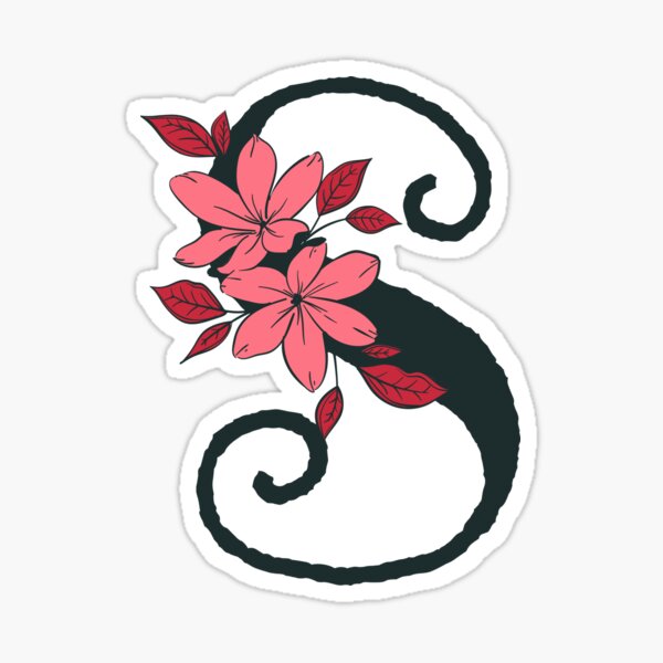 "Pink floral S monogram" Sticker for Sale by anitastrifler | Redbubble