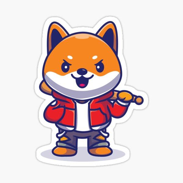 "Cute cool shiba inu dog holding baseball bat" Sticker for Sale by ...