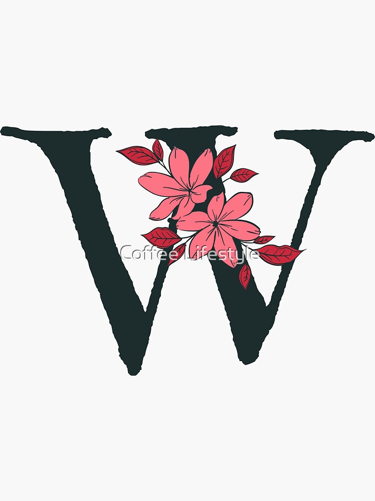 "Pink floral W monogram" Sticker for Sale by anitastrifler | Redbubble