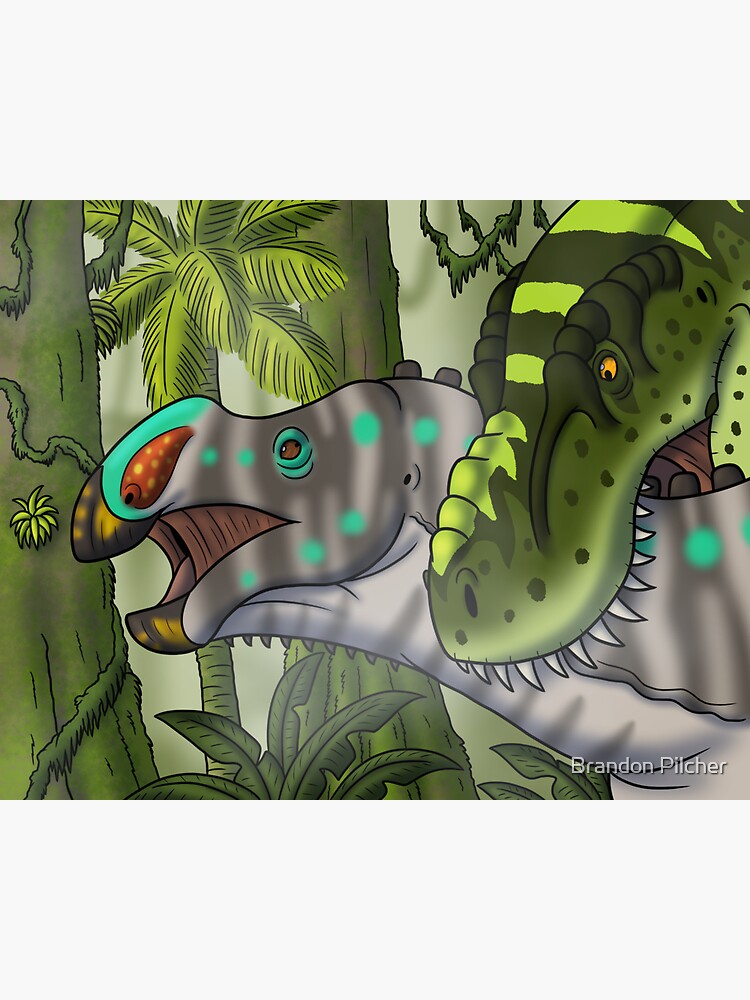 "Crunching on Kritosaurus" Sticker for Sale by Tyrannohotep | Redbubble
