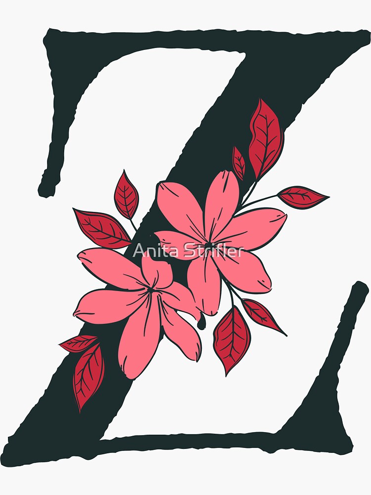 "Pink floral Z monogram" Sticker for Sale by anitastrifler | Redbubble