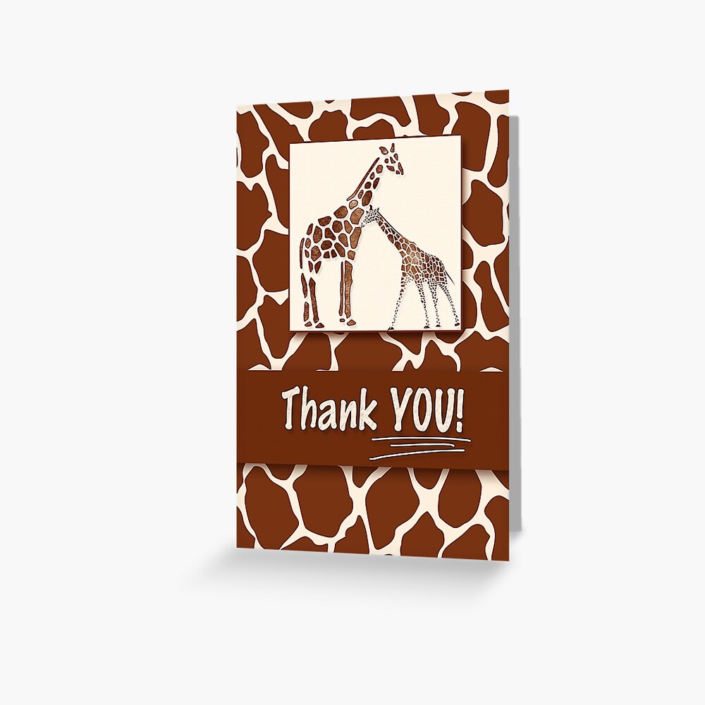 "Thank You Giraffe Print Safari Theme" Greeting Card for Sale by ...