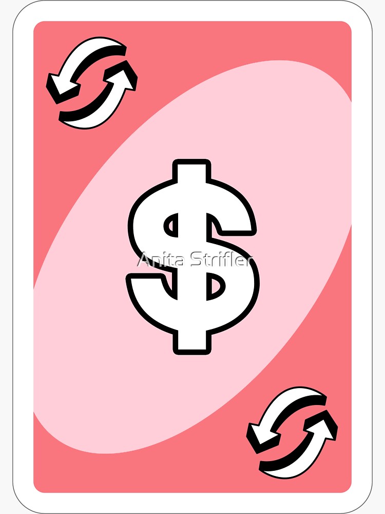 Pegatina «Tarjeta inversa rosa UNO con símbolo de dólar» de ...