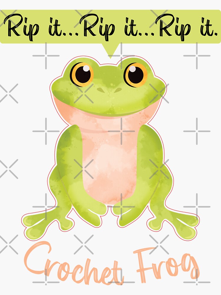 "Cottagecore Rip It Crochet Frog" Sticker for Sale by PeachesMommy ...