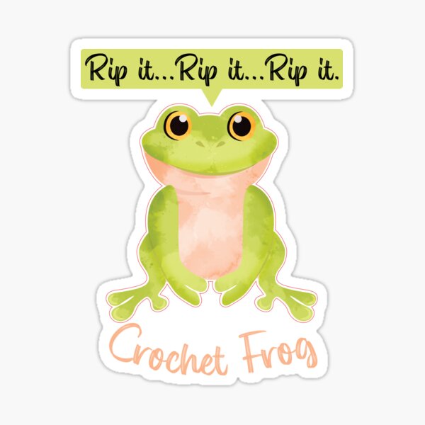 "Cottagecore Rip It Crochet Frog" Sticker for Sale by PeachesMommy ...