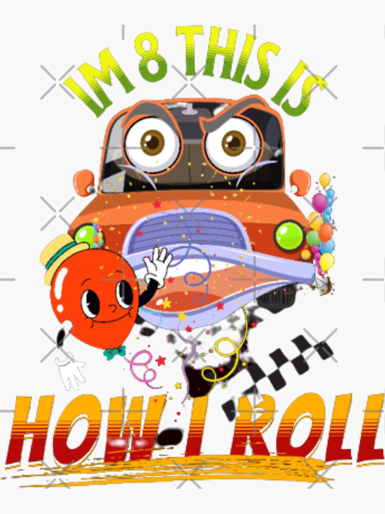 " kids 8year old 8th birthday boy monster truck car" Sticker for Sale ...