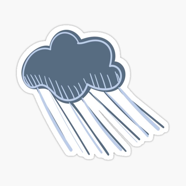 "Stormy Illustrated Cartoon Raincloud with Pouring Rain" Sticker for ...