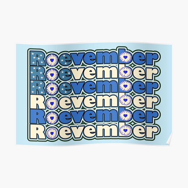 " Roevember Vintage Colors Flower Power in Blue Design" Poster for Sale ...