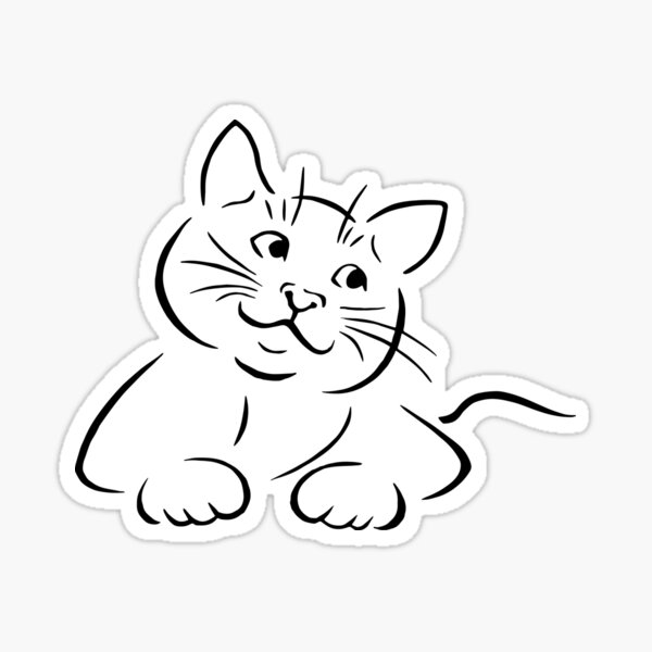 "Cat Line Art" Sticker for Sale by BainMedia | Redbubble
