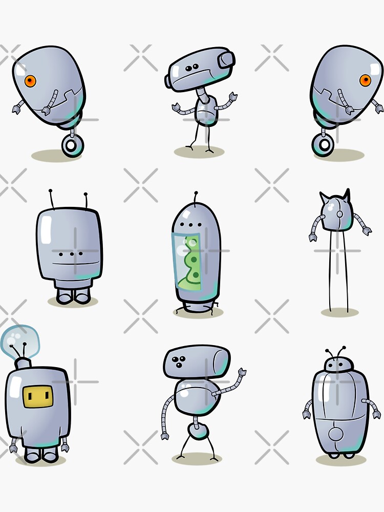 "Jumbo Robot Sticker Sheet - Pack 3" Sticker for Sale by pppixel ...