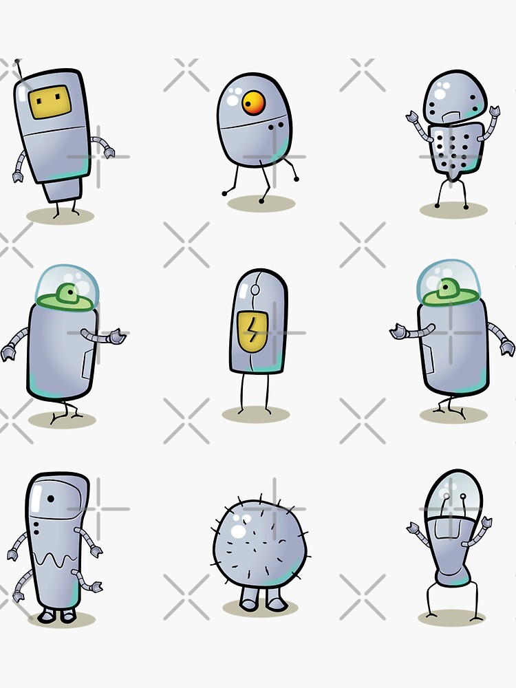 "Jumbo Robot Sticker Sheet - Pack 4" Sticker for Sale by pppixel ...