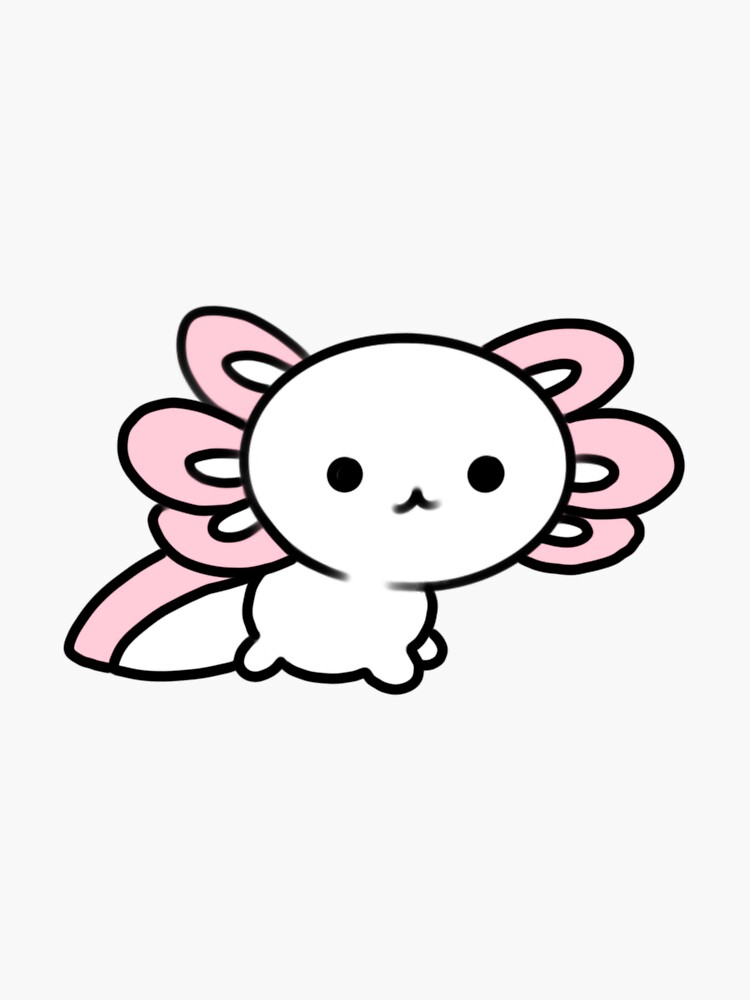 "White Axolotl" Sticker for Sale by BlueJellyBee | Redbubble
