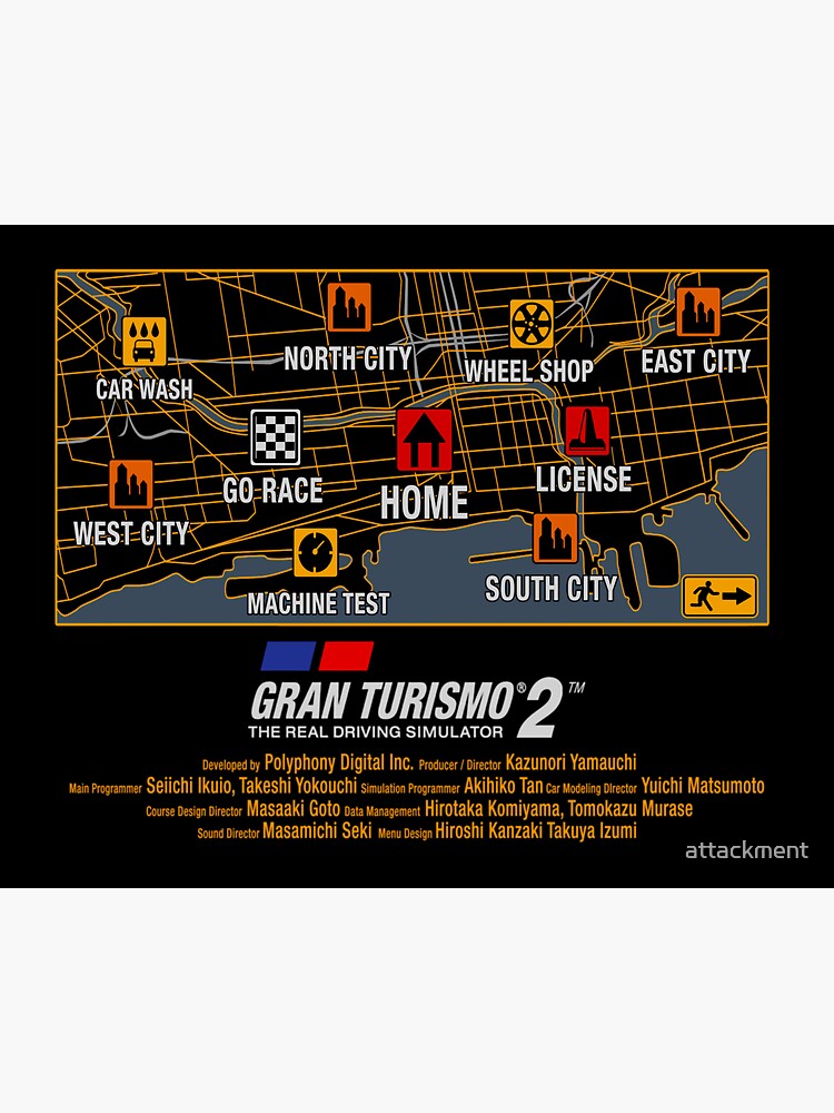 "Gran Turismo 2 Main Menu - Map" Sticker for Sale by attackment | Redbubble
