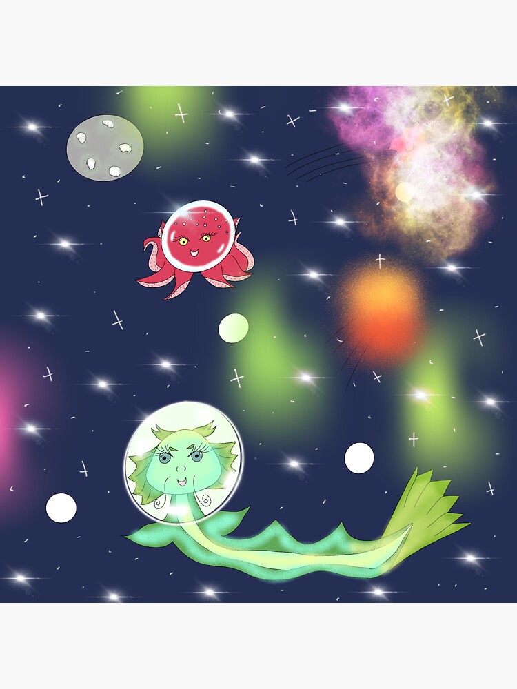 "Sea creatures in space nebula " Sticker for Sale by Black9TailFox ...